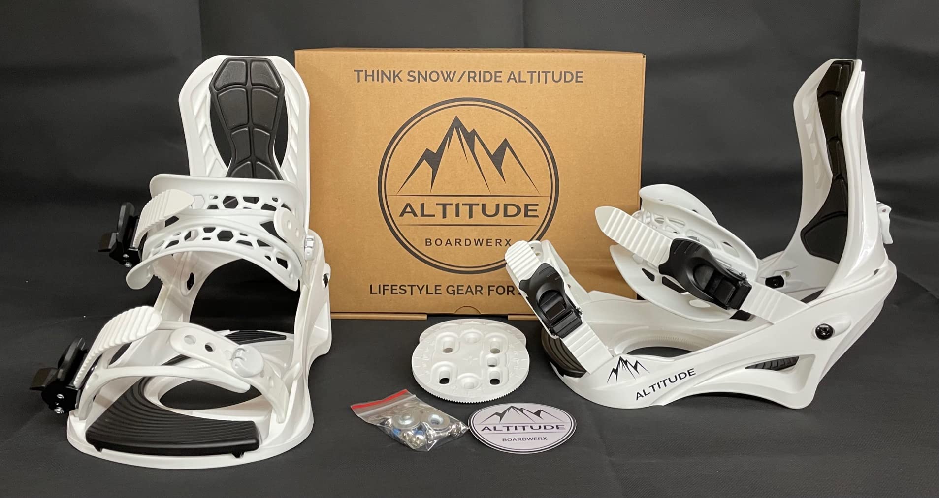 ALTITUDE "Rider 4X4 Burton 3D EST Snowboard BINDINGS (White) S/M Men 6-8.5 Women 7-9.5