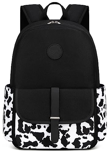Bluboon College Laptop Backpack School Bookbag Travel School Bag for High School(Cow-Black)