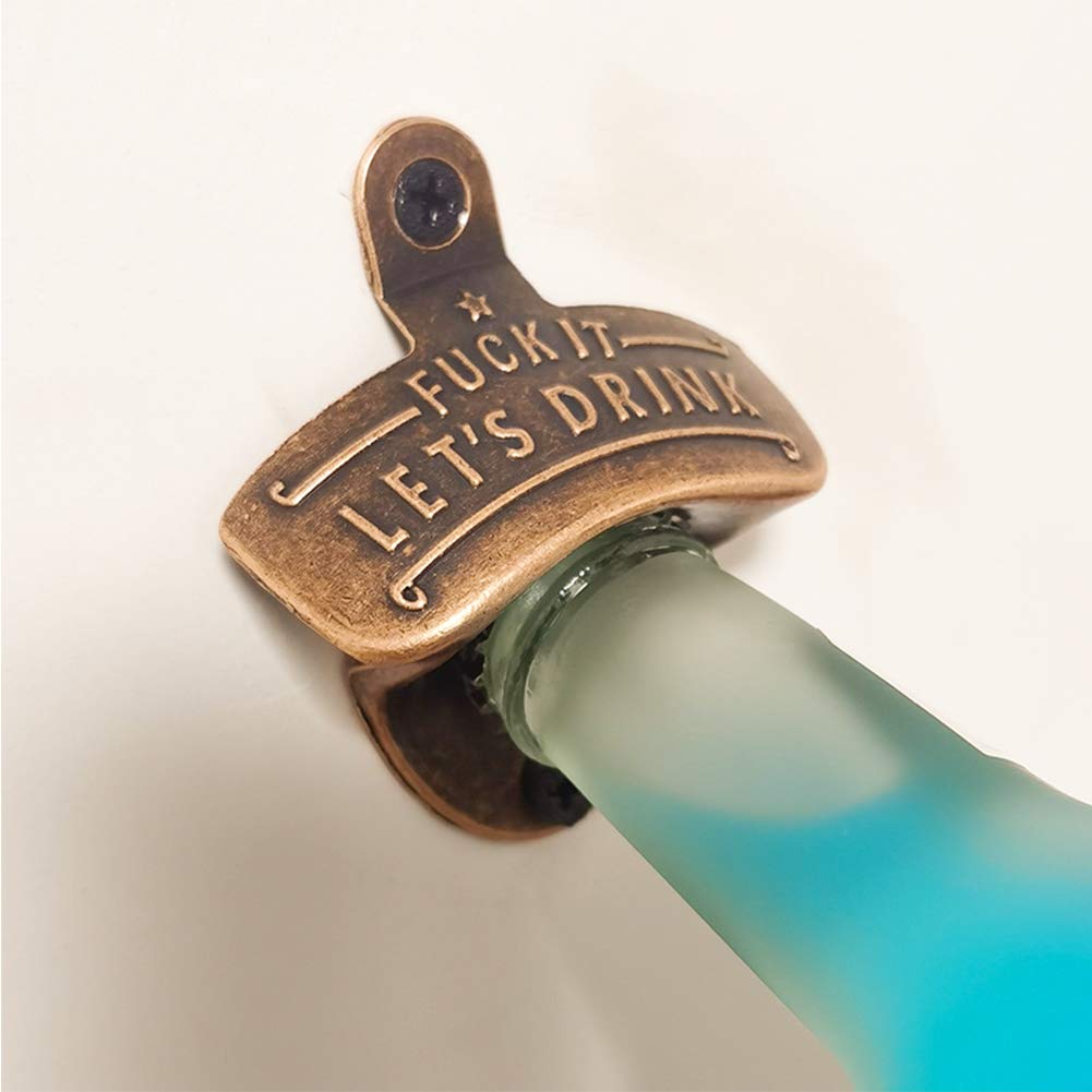 AYRXG 2 Pcs Wall Mounted Bottle Opener Vintage Beer Bottle Opener Suitable for Bars KTV Hotels Homes(Red bronze,Black)