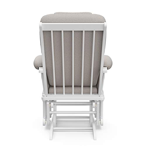 Storkcraft Tuscany Custom Glider and Ottoman with Free Lumbar Pillow (White/Taupe Swirl) - Cleanable Upholstered Comfort Rocking Nursery Chair with Ottoman