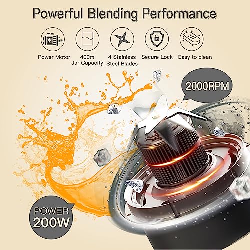 OTE Smoothie Blender, Retro Kitchen Small Glass Blender for Shakes and Smoothie with 400ml Glass Container To Go