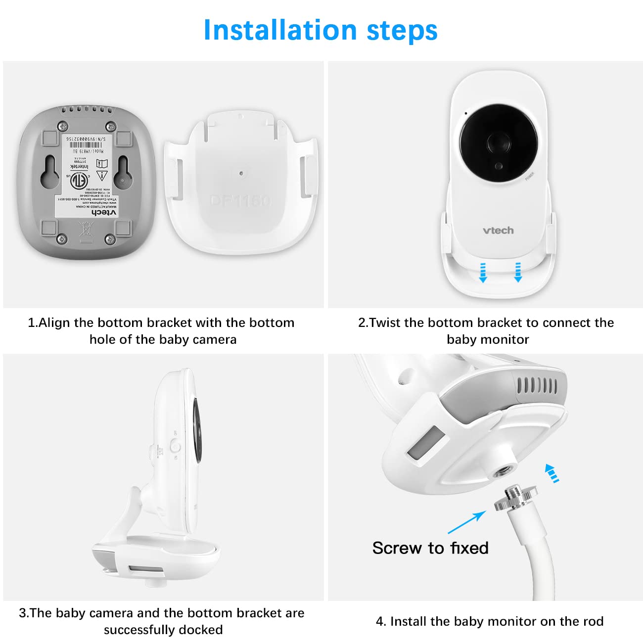 Bamtsely Flexible Bracket Compatible for VTech VM819 Clamp Stand Mount Holder Baby Monitor Camera Security Camera Pet Camera