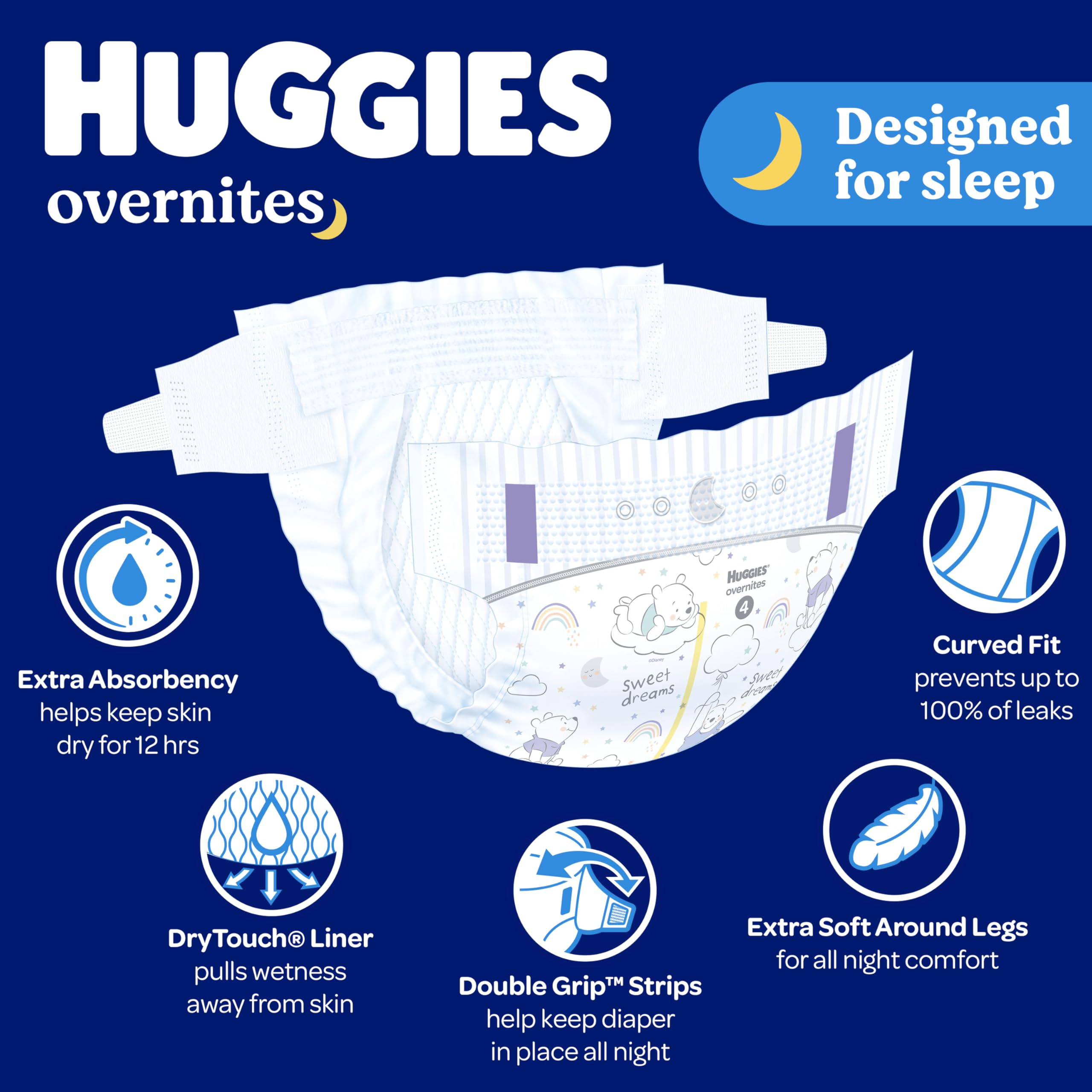 Huggies OverNites Diapers, Size 5, Big Pack, 52 Count
