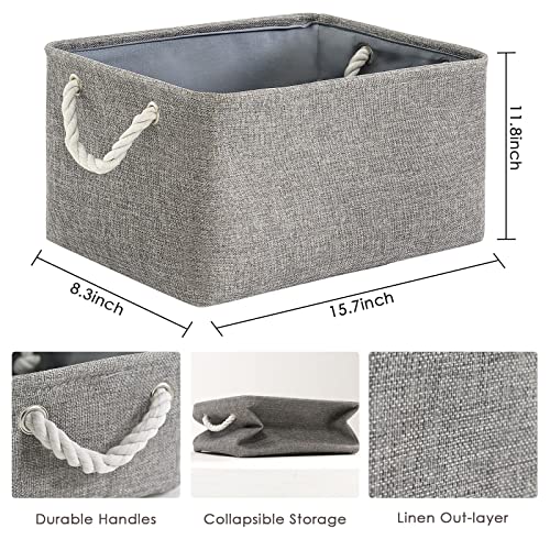 TheWarmHome Large Storage Bins- Storage Baskets for Organizing Shelves, Basket Organizer for Closet Bookshelf Dog Toy Nursery Baby Clothes Laundry Home Organization, Fabric Storage Cubes W/Handles