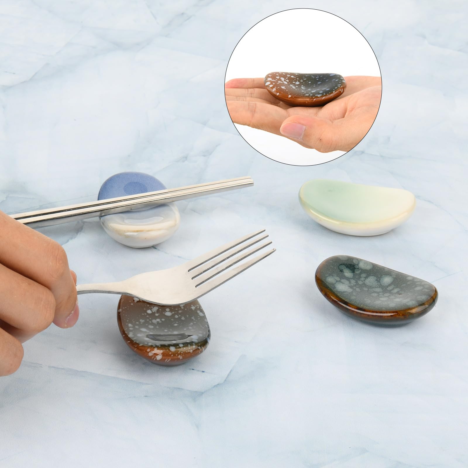 Beautyflier 4Pcs Ceramic Chopsticks Holder, Japanese Chopstick Rest for Chopsticks Spoon Fork, Chopstick Stand Rest Tableware Kitchen Tools, Gift for Boys Girls Kids (Puffer Fish)