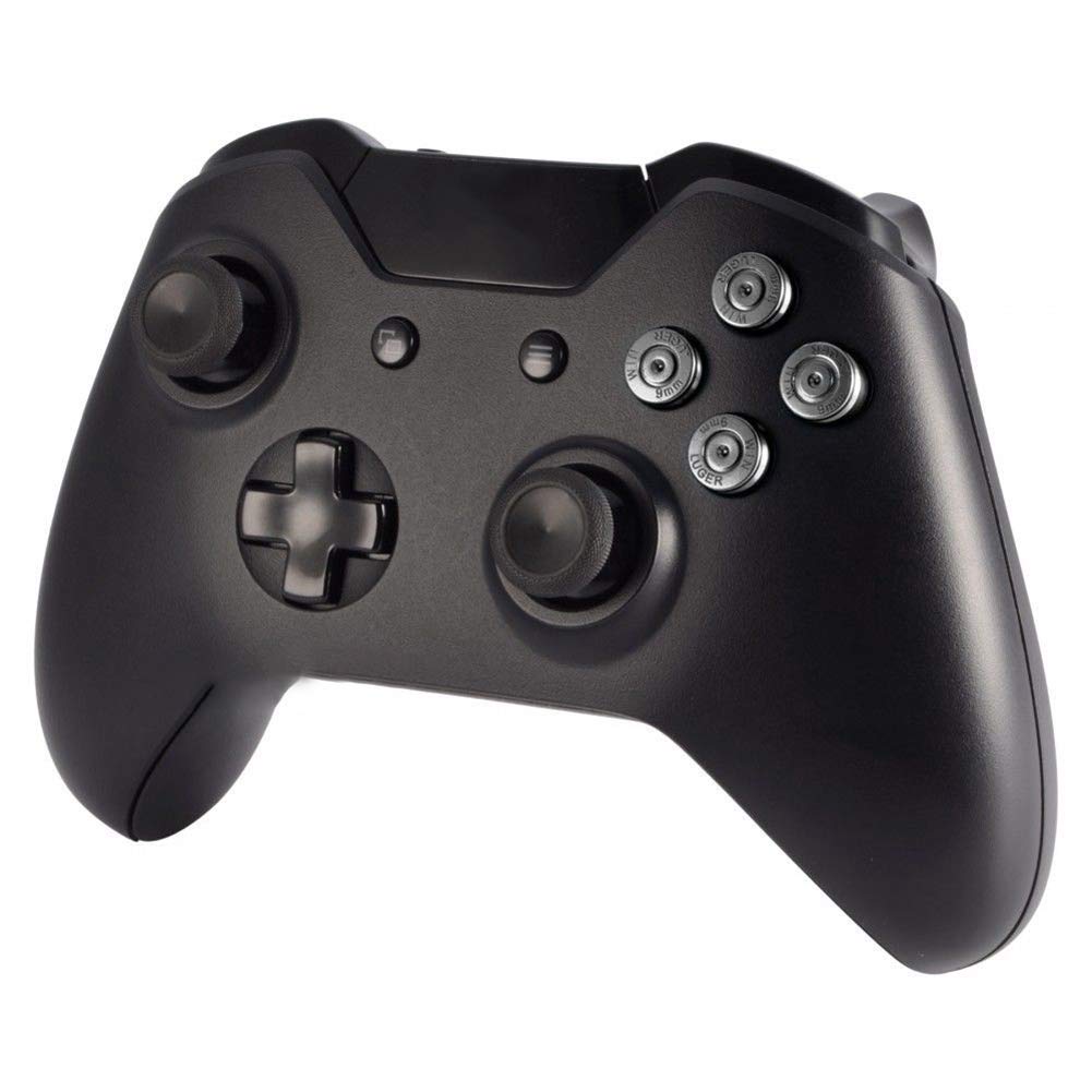 Alloy Metal 9mm Bullet Buttons Mod Kit ABXY & Guide Button for Xbox One xboxone Controller (Black)
