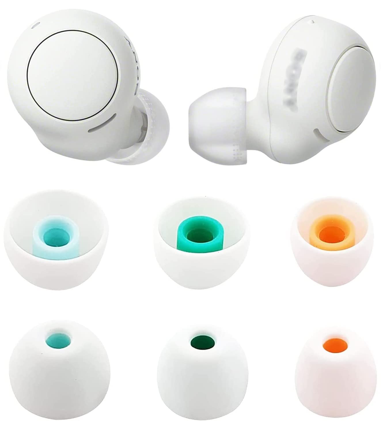 ALXCD Eartips Compatible Sony WI-XB400 WF-C500 Earbuds, S/M/L 3 Pairs Soft Silicone Ear Tips Replacement Earbuds Tips, Compatible with SONY WI-XB400 WF-C500, SML White