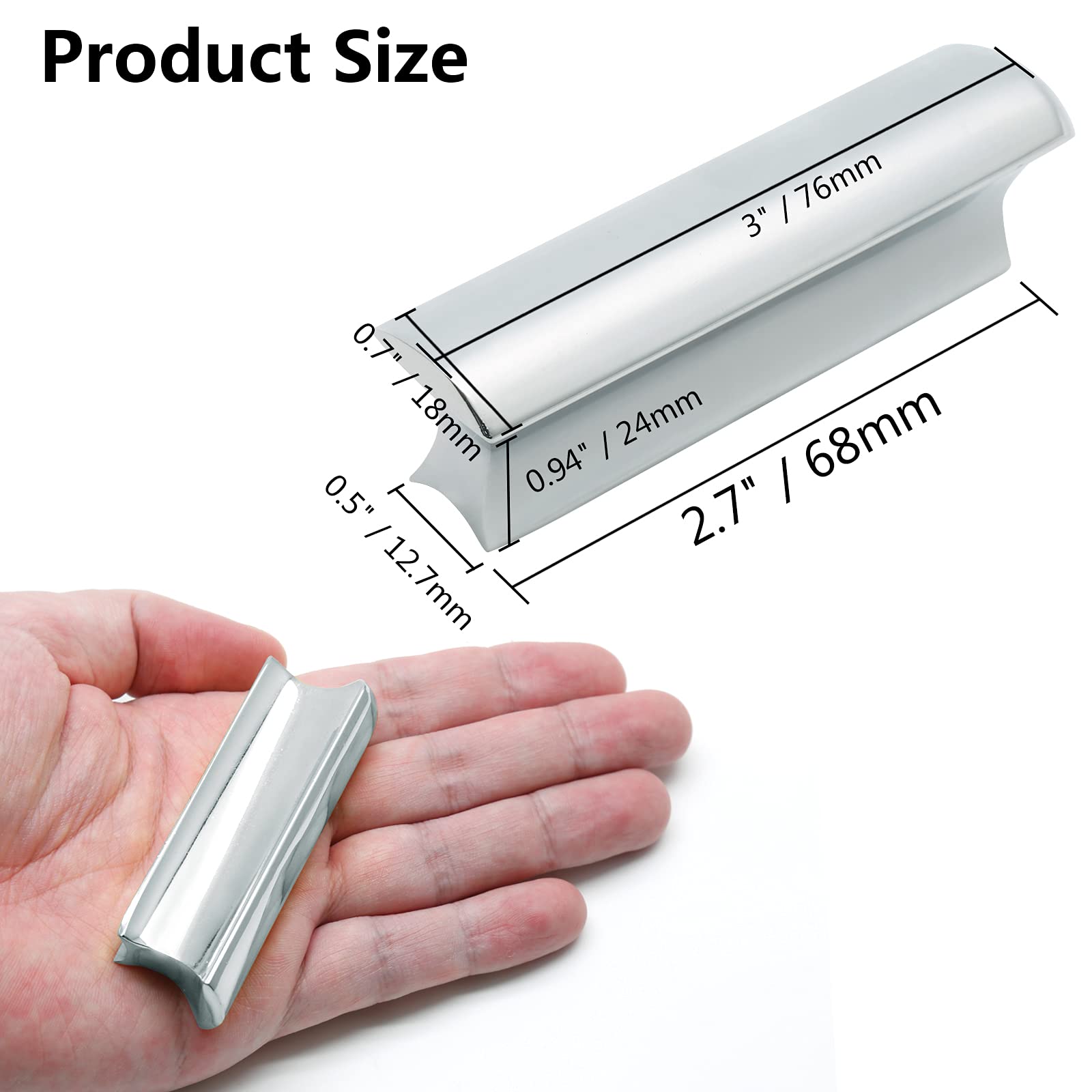 Jersvimc Metal Guitar Slide Bar Tone Lap Steel Slide, Silver Slide Bar for Dobro Hawaiian Guitar Electric Guitar Dunlop Bass