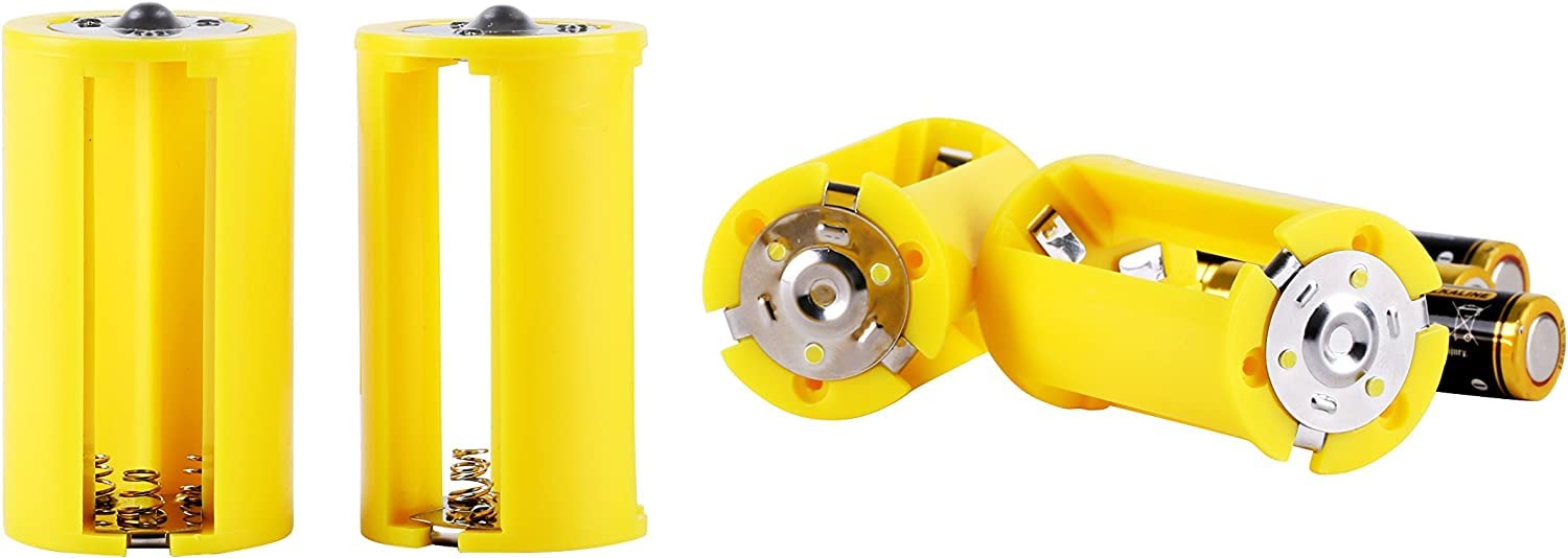 Whizzotech Parallel AA to D Battery Adapters Holder 1.5V Output Case Box 3 AA to 1 D Converter Pack of 8 (Yellow)