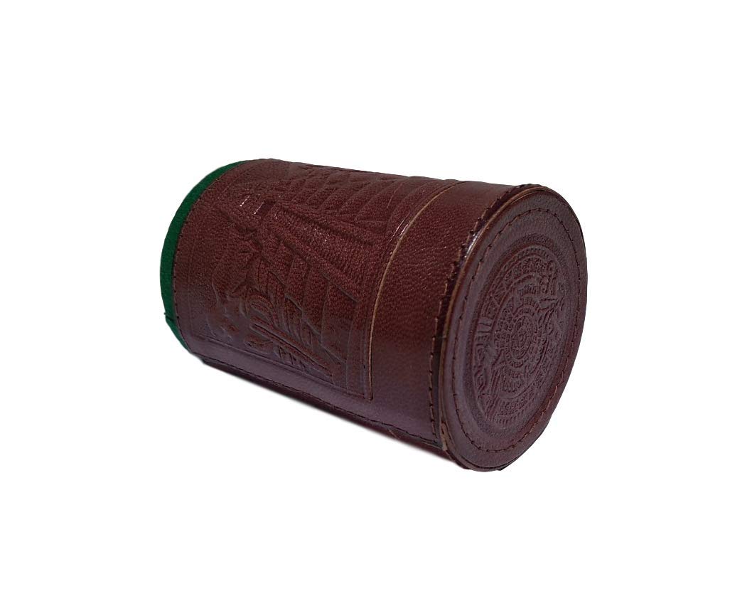 Cup Poker dice Game Set with Cup Leather Lined (cubilete)…Brown