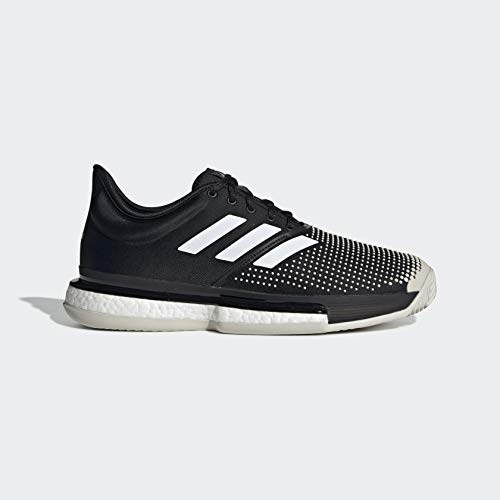adidas Men's SoleCourt Boost Clay Tennis Shoe, Black/White/raw White, 14.5 M US