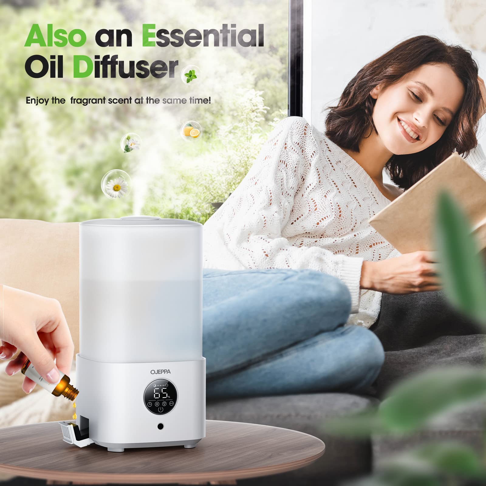 Humidifiers for Bedroom, 2.5L Ultrasonic Cool Mist Humidifiers for Baby Home Office Nursery & Plants, Top Fill Air Humidifier, Super Silent Sleep Mode,Auto Shut-Off (1)