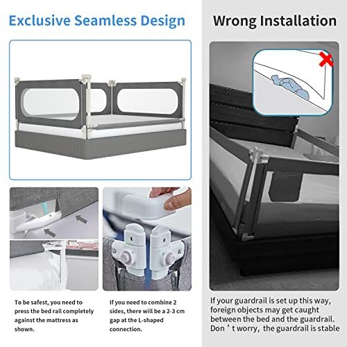 MagicFox Bed Rails for Toddlers, Extra Tall 32 Levels of Height Adjustment Specially Designed for Twin, Full, Queen, King Size - 2023Upgrade Model Safety Bed Guard Rails for Kids