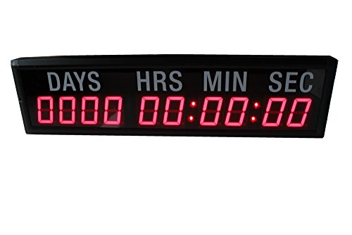 AZOOU 2.3-inch 10 Digits with Red Color LED Timer Countdown/up Wall Mounted Clock with Days Hours Mins Secs