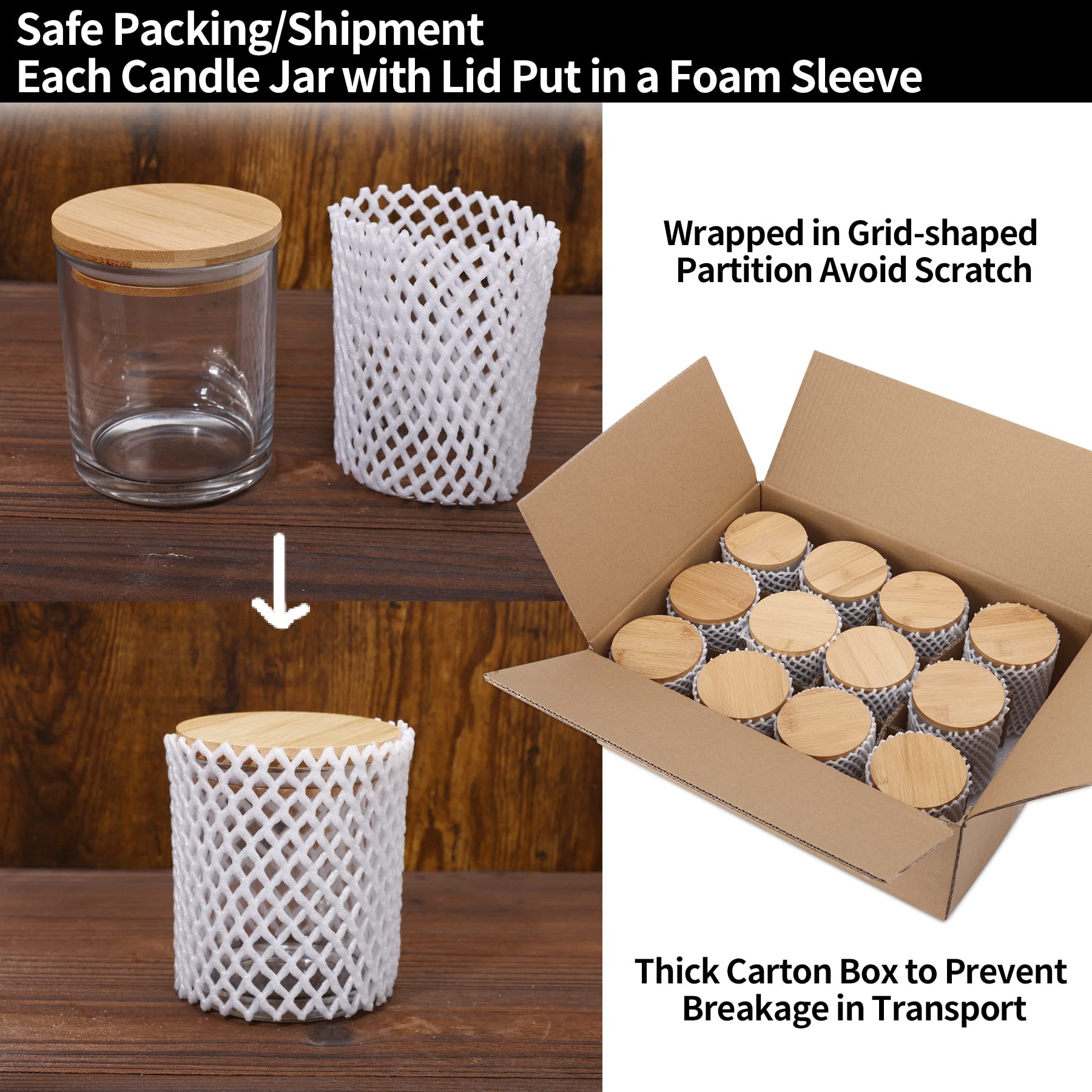 Aminigram 12 Pack, 12 OZ Clear Candle Jars with Bamboo Lids, Empty Glass Candle Jars for Making Candles, Morden Kitchen Bathroom Small Things Container - Bonus 36 Sticky Labels