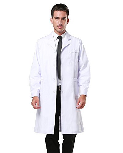 Nachvorn Professional White Long Sleeve Lab Coat Workwear Uniform for Women and Men M