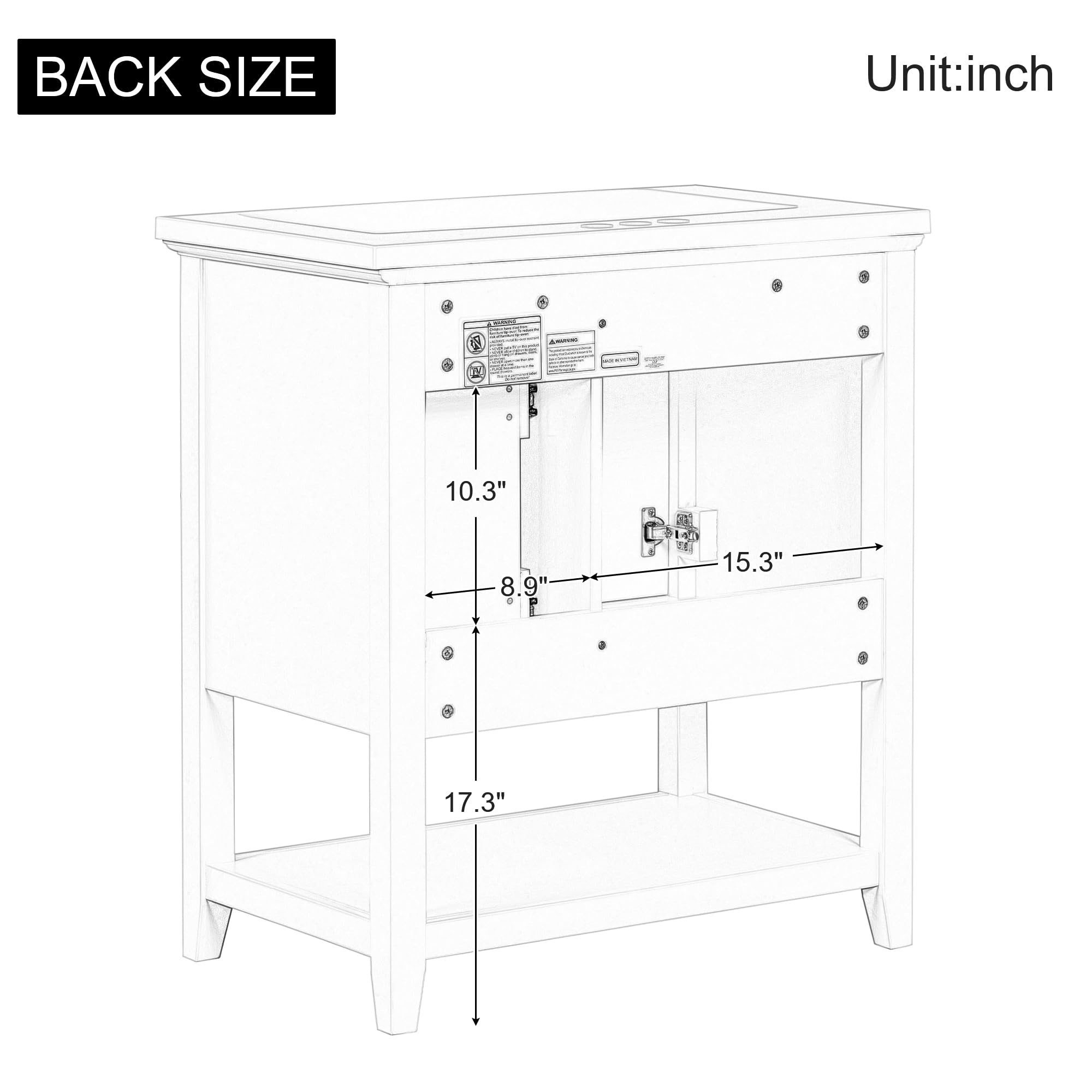 Ataucjin 30" Bathroom Vanity with Ceramic Sink Top, Solid Wood Bathroom Storage Cabinet Bath Vanity with Two Tiers Drawer and Soft Closing Doors(Delivery in Two Boxes)