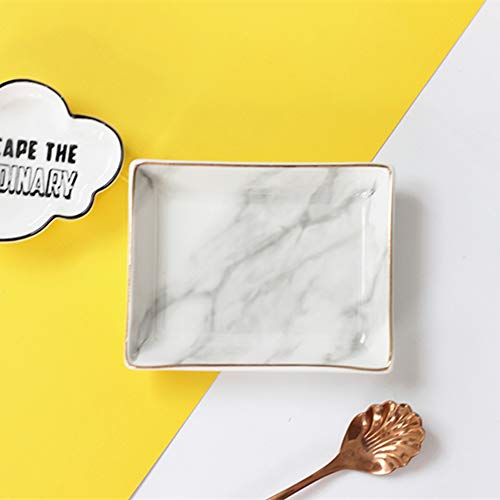 Marble Ceramic Jewelry Tray Ring Dish Ring Holder Display Organizer with Golden Edged Wedding Valentine's Day Housewarming Gift