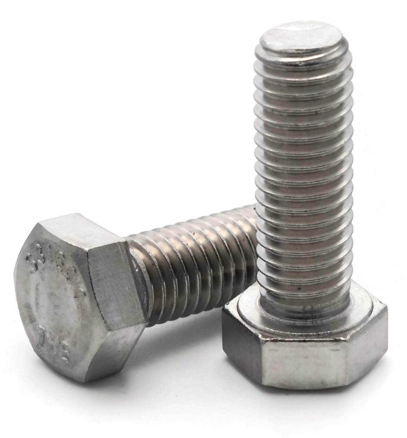 Hex Cap Screws 316 Stainless Steel - 3/8-24 x 1 Full Thread Qty-25