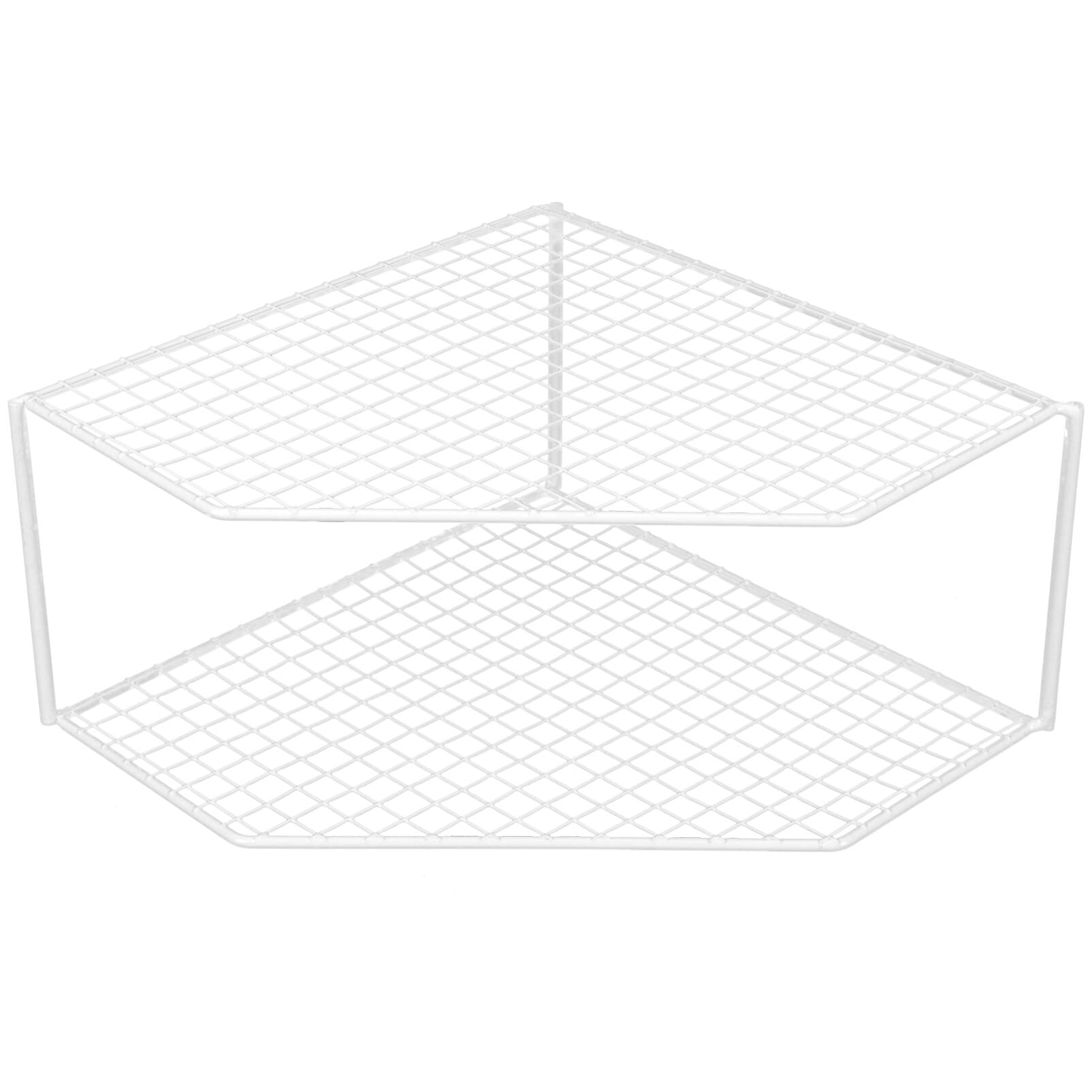 Beavorty 2-tier Corner Storage Shelf Cabinet Organizer Corner Stand Rack Countertop Shelf Storage for Dishes and Plates Kitchen Cabinet Pantry Cosmetics Makeup Organization 12cm White