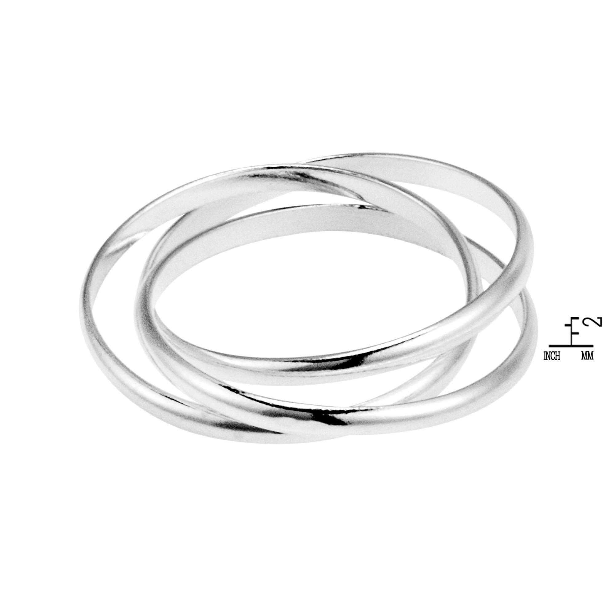 AeraVida Interconnected Trinity Band .925 Sterling Silver Ring | Elegant Wedding Rings for Women | Casual Comfort Fit Silver Rings for Women | Couple Unisex Ring | Sterling Silver Rings Sizes (13)