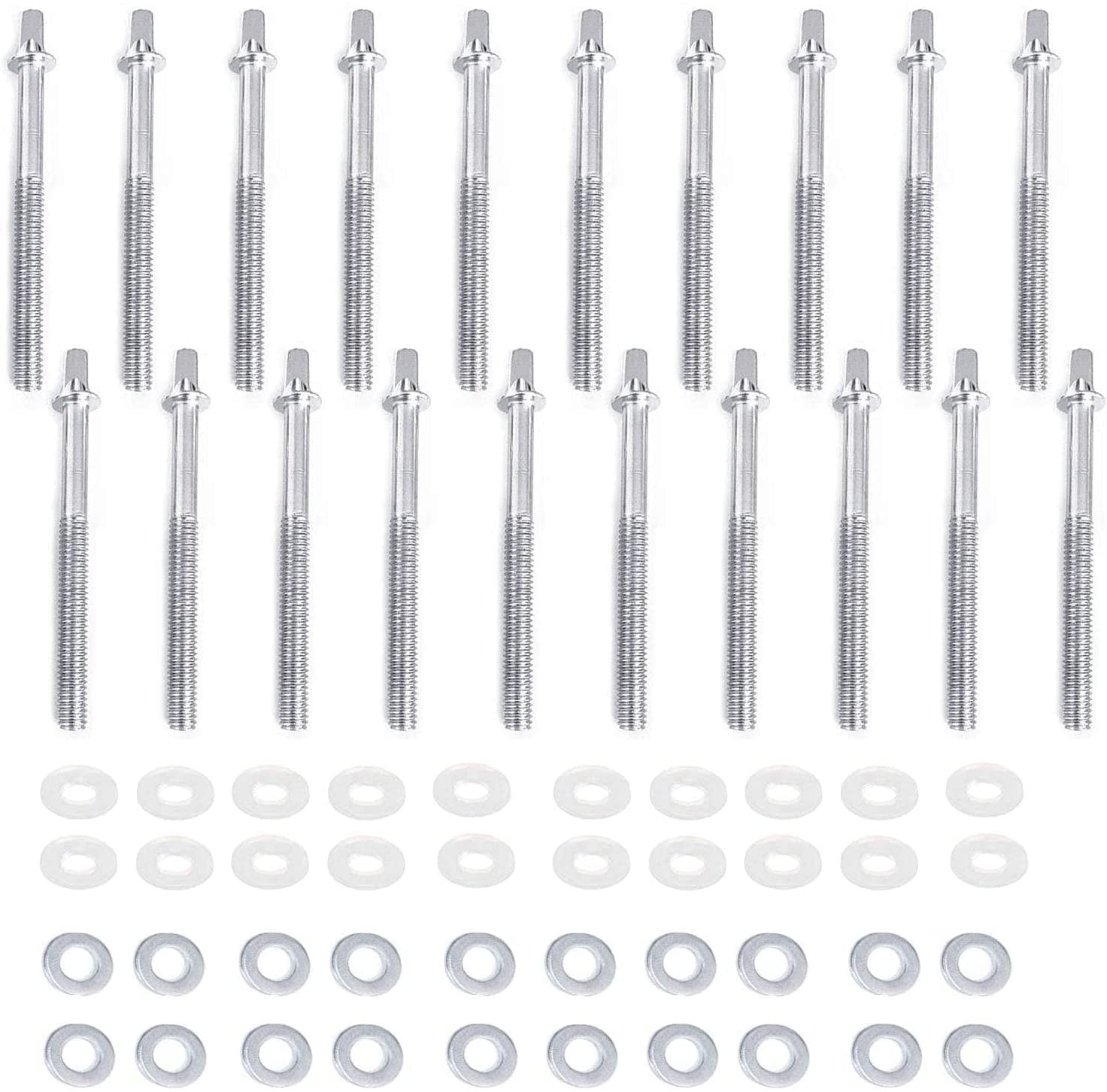 Jiayouy Drum Set Parts Hardware Pack 64pcs Tension Rods(15mm-90mm) Bass Drum Porthole Protector Cymbal Felts Hi-Hat Clutch Washer Sleeves and Base Wing Nuts Cymbal Replacement Accessories
