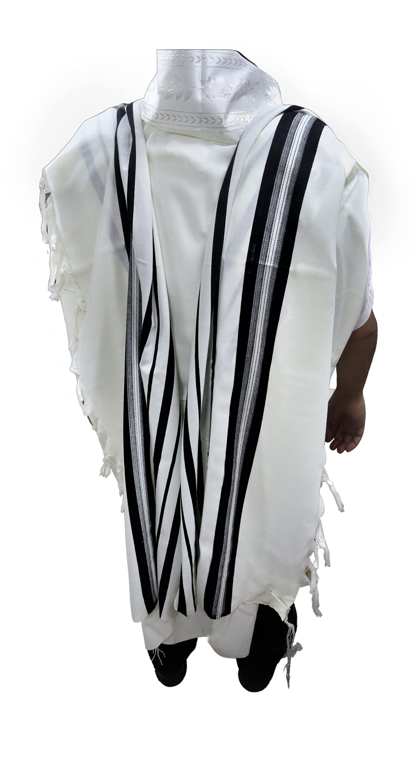 Ateret Judaica 100% Wool Kosher Mehudar Badats Tallit Prayer Shawl from Israel, Very Elegant Lookin Tallit (Size 70-60 X 80 Inch, with Black Stripes)