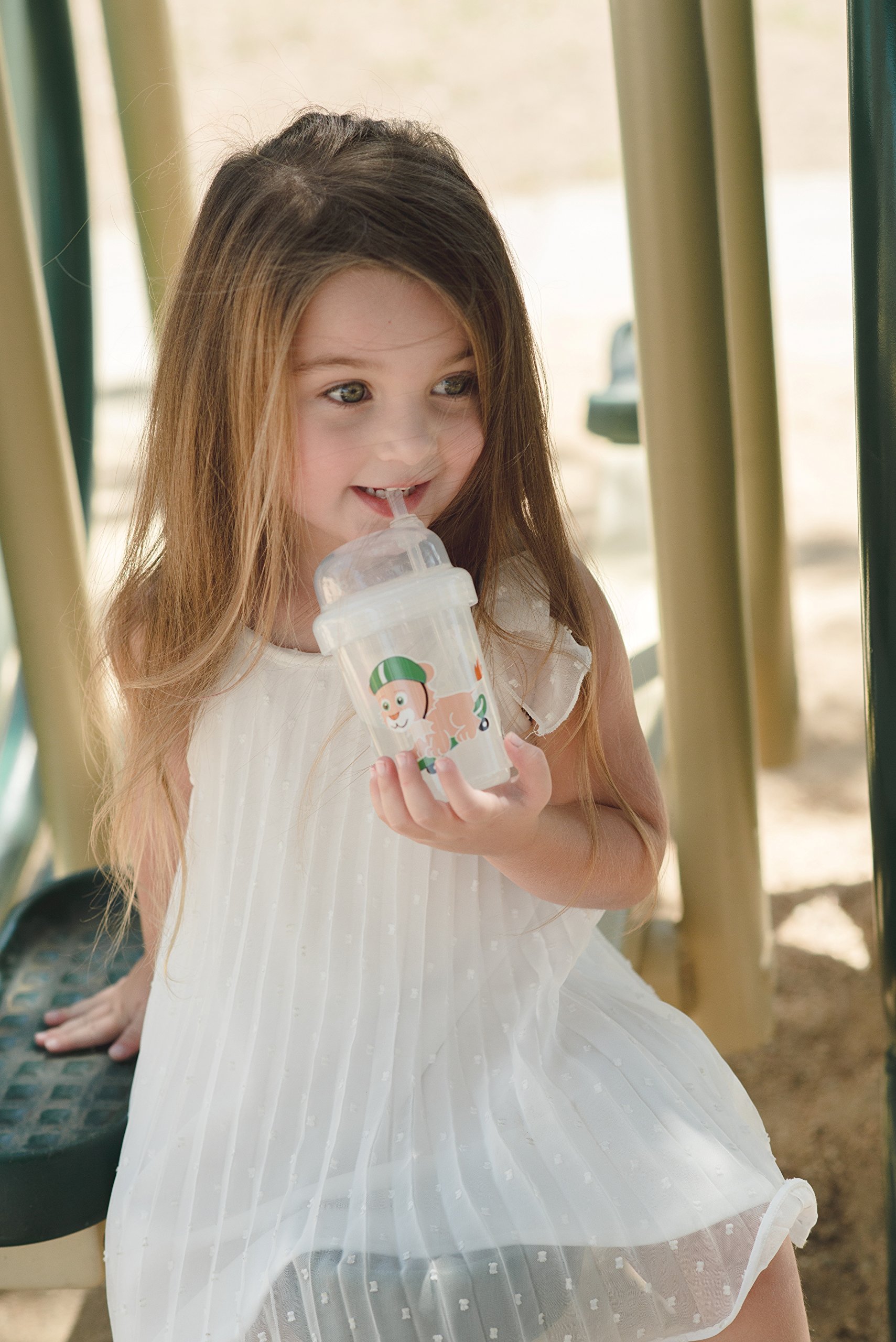 nuSpin Kids 8 oz Zoomi Straw Sippy Cup, Safari Animals Style