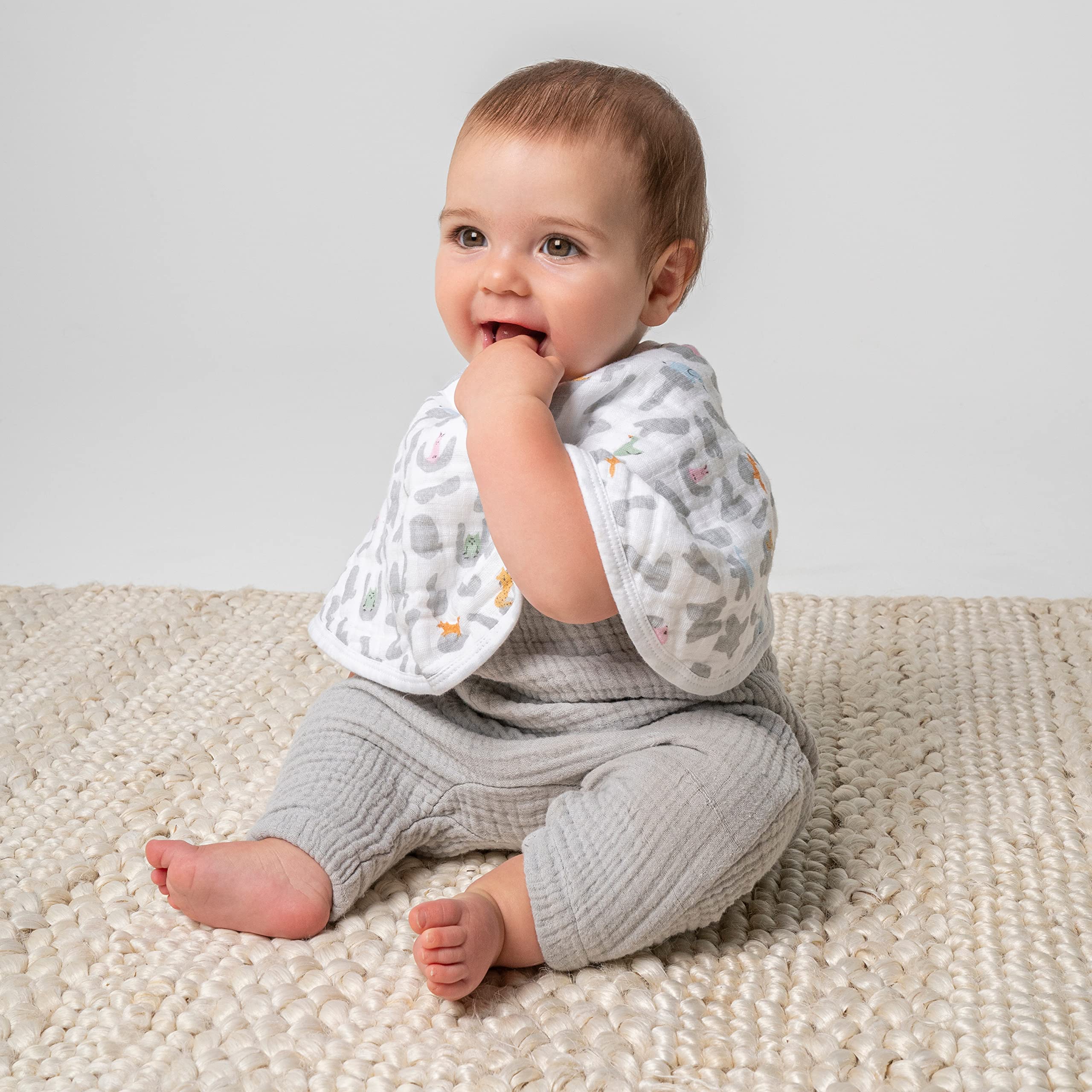 aden + anais Essentials Burpy Bib, 100% Cotton Muslin, Soft Absorbent 4 Layers, Multi-Use Burp Cloth and Bib, 22.5" X 11", Single, Alphabet Animals
