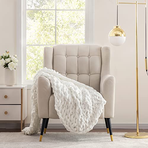 Angelhood Chunky Knit Blanket Soft Chenille Throw Blanket Handmade Knitted Yarn Blanket for Couch Bed Sofa Home Decor Gift
