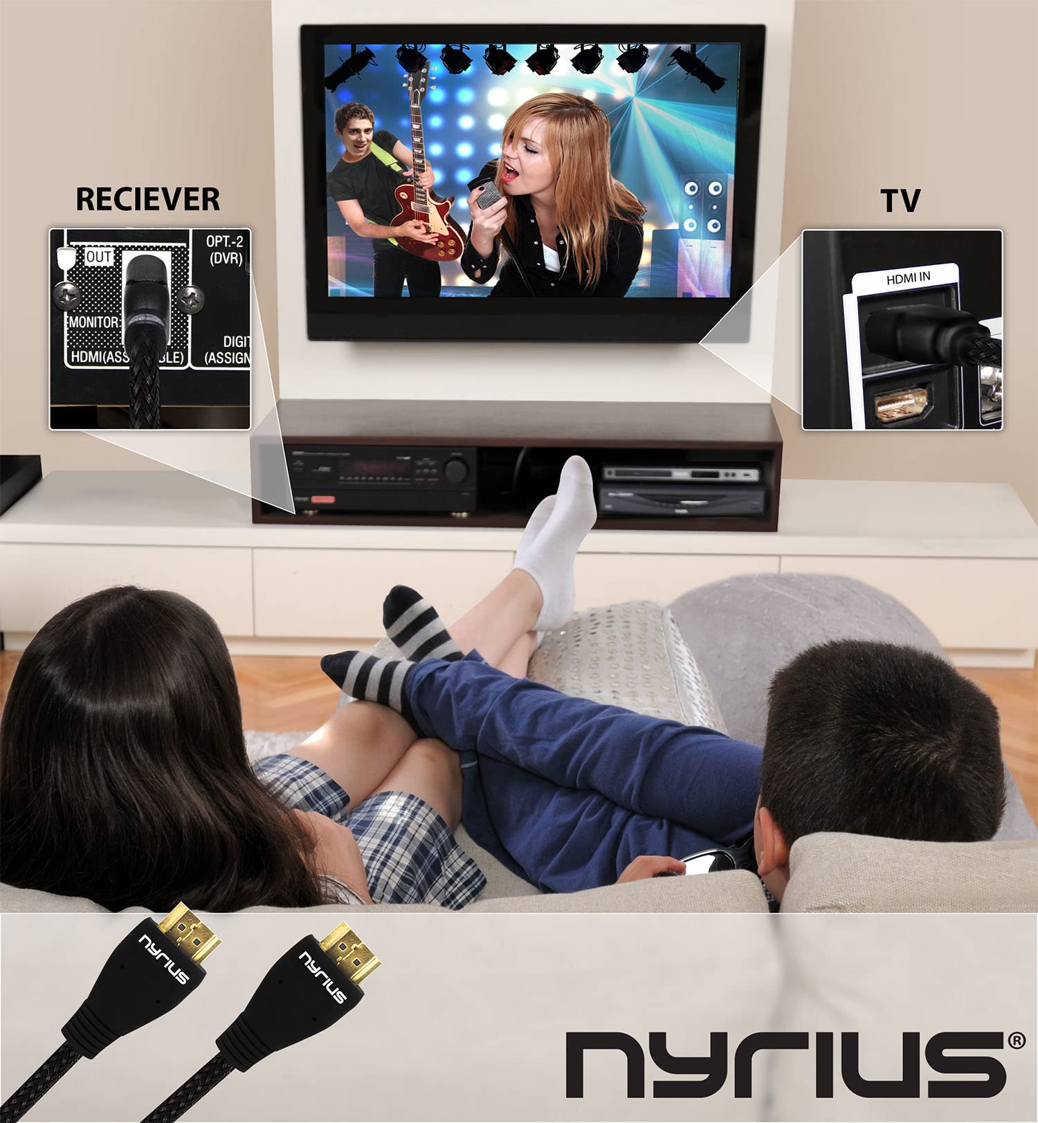 Nyrius Aries Home+ Wireless HDMI 2X Input Transmitter & Receiver for Streaming HD 1080p 3D Video and Digital Audio (NAVS502) - Bonus Additional Nyrius HDMI Cable Included