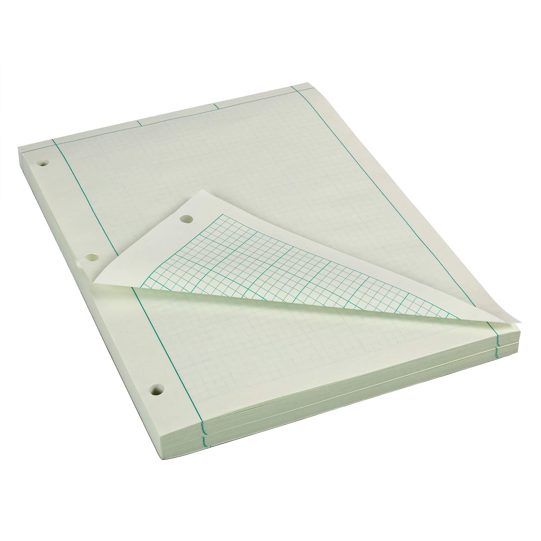 Amazon Basics Engineering Computation Pad, 8.5" x 11", Quad/Margin Rule, 200 Sheets, Green Tint