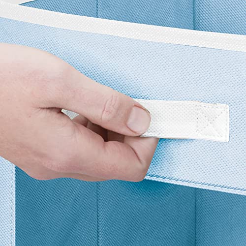 mDesign Fabric Nursery/Playroom Closet Storage Organizer Bin Box, Front Handle/Window for Cube Furniture Shelving Units, Hold Toys, Clothes, Diapers, Bibs, Jane Collection, 8 Pack - Light Blue/White