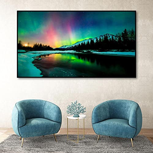 pchmcu 5D Diamond Art Aurora Lake,Forest Diamond Painting Kits for Adults,DIY Full Drill Crystal Rhinestone Arts and Crafts,Gem Art Paint with Diamond Home Wall Decor(27.5 X 15.7inch)