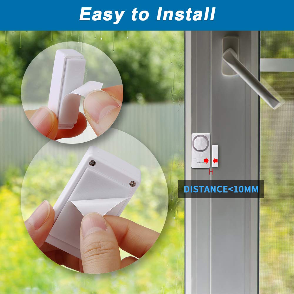 WSDCAM Door and Window Alarm for Home Wireless Alarm Security System Magnetic Alarm Sensor Close Door Reminder Loud 110 dB, 4-in-1 Mode Window Alarms 10 Pack