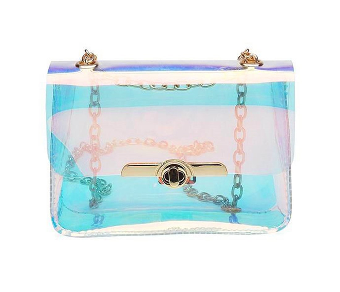 Holographic Message Bags Women's Clear Chain Shoulder Bag Cross Body Bag