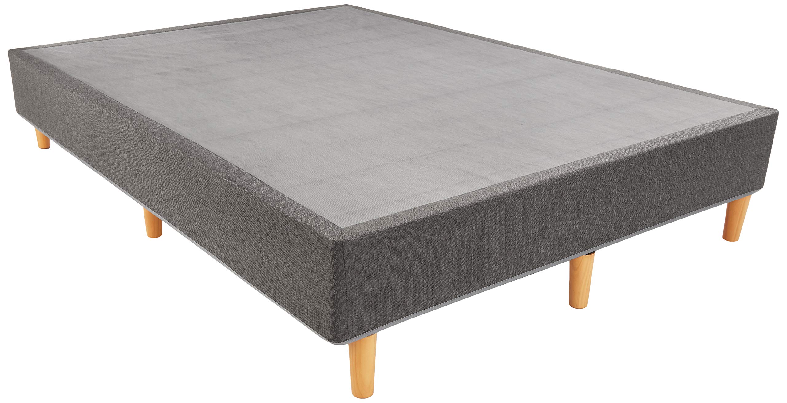 Amazon Basics Foldable Mattress Foundation/Box Spring with Steel Slats and Wood Legs, Tools-free Assembley, King, Black, 80 x 60 x 15 inches