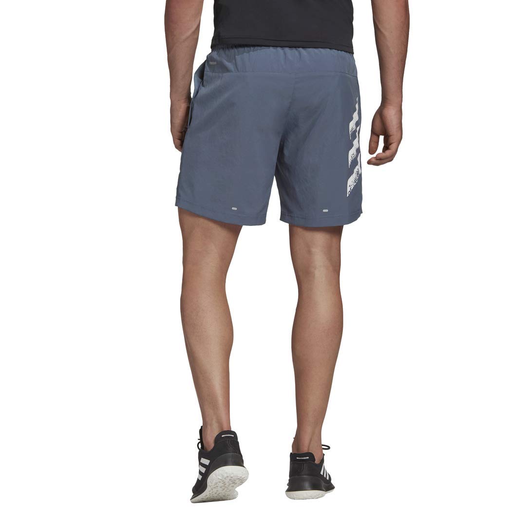 adidas mens Run It 3-Stripes PB Shorts Legacy Blue Large 9"