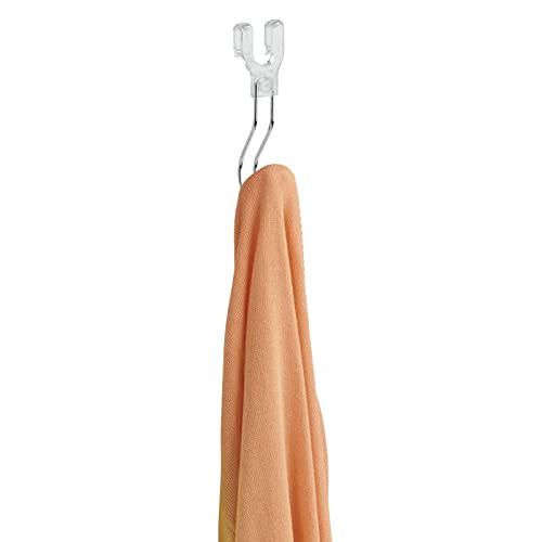 mDesign Hanging Closet Storage Hook - Organizes Handbags, Scarves, Ties, Belts, Accessories - Great for Men, Women & Kids Bedroom, Hall & Coat Closet - Hangs Below Wire Shelving, 4 Pack - Chrome/Clear