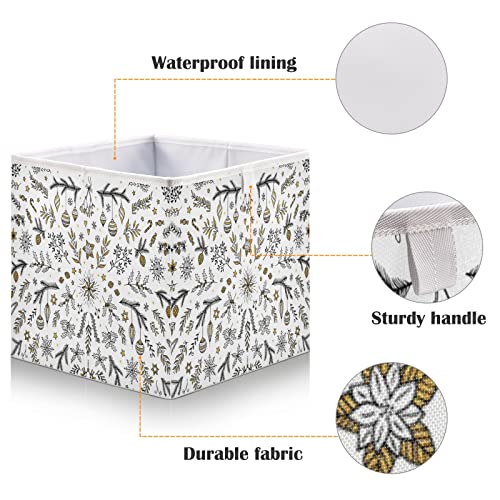 Blueangle Christmas Floral Rectangle Storage Bin, 15.8 x 10.6 x 7 in, Large Collapsible Organizer Storage Basket for Home Christmas Décor(207)