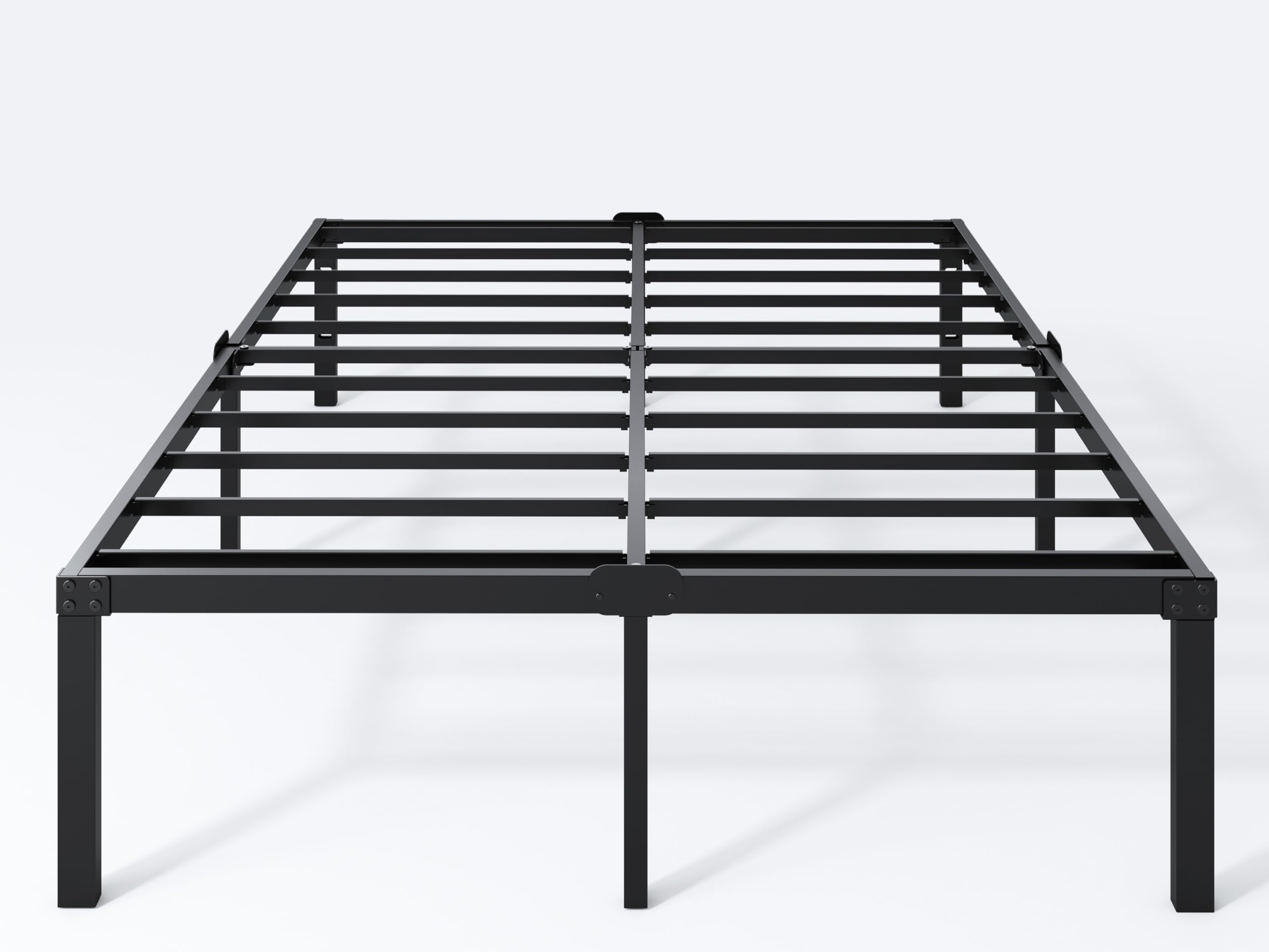AROMUSTIME 16 Inch Reinfore Metal Platform Bed Frame with Round Legs / 3,800 lbs Heavy Duty Steel Slat Easy Assembly Mattress Foundation/No Noise/Box Spring Replacement, Queen