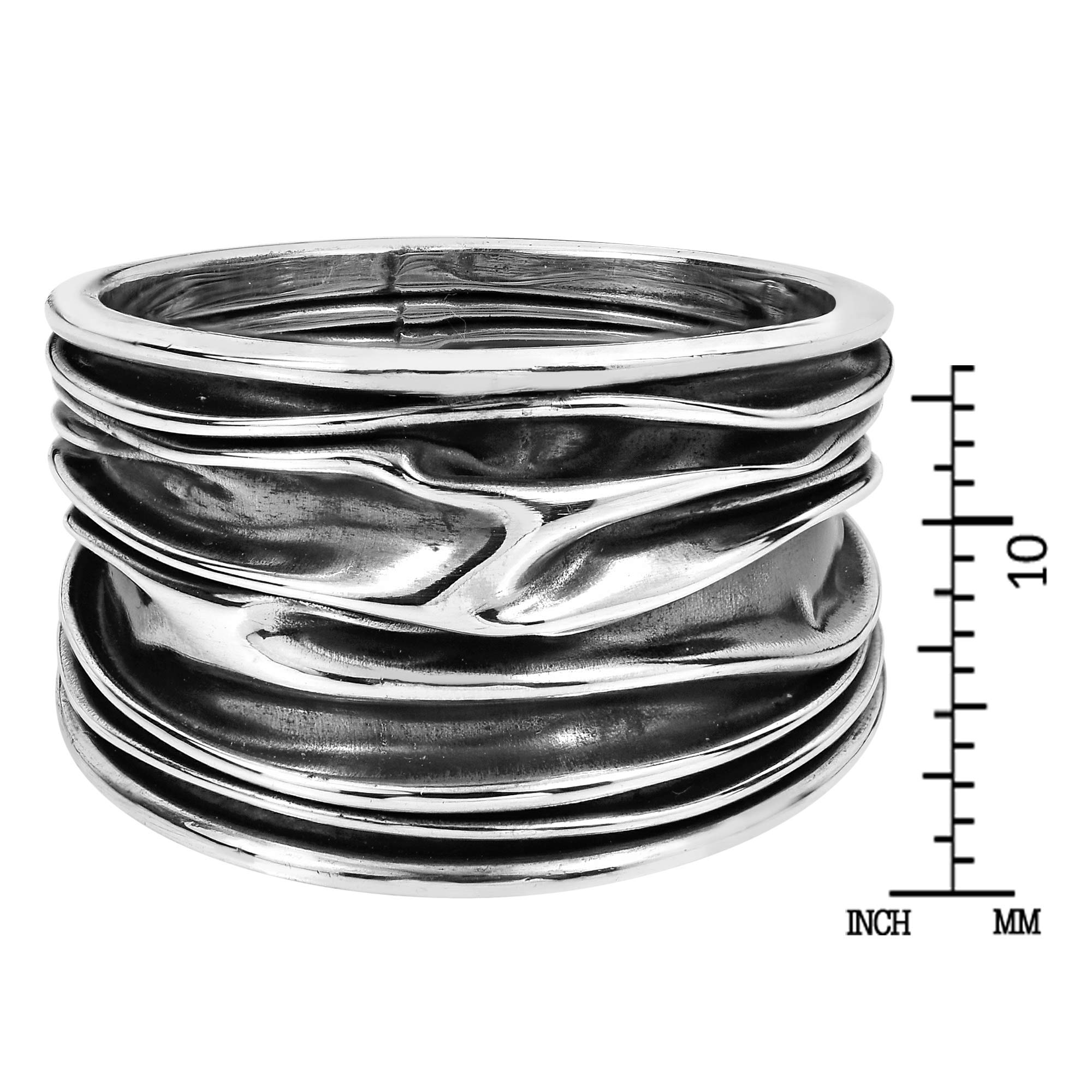 AeraVida Oxidized Ocean Waves .925 Sterling Silver Handmade Ring (8)
