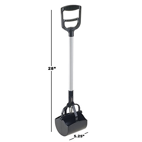PETMAKER Pooper Scooper Disposal System Jaw Clamp for Large and Small Dogs with Long Handle for Sanitary One Handed Use on Grass and Concrete