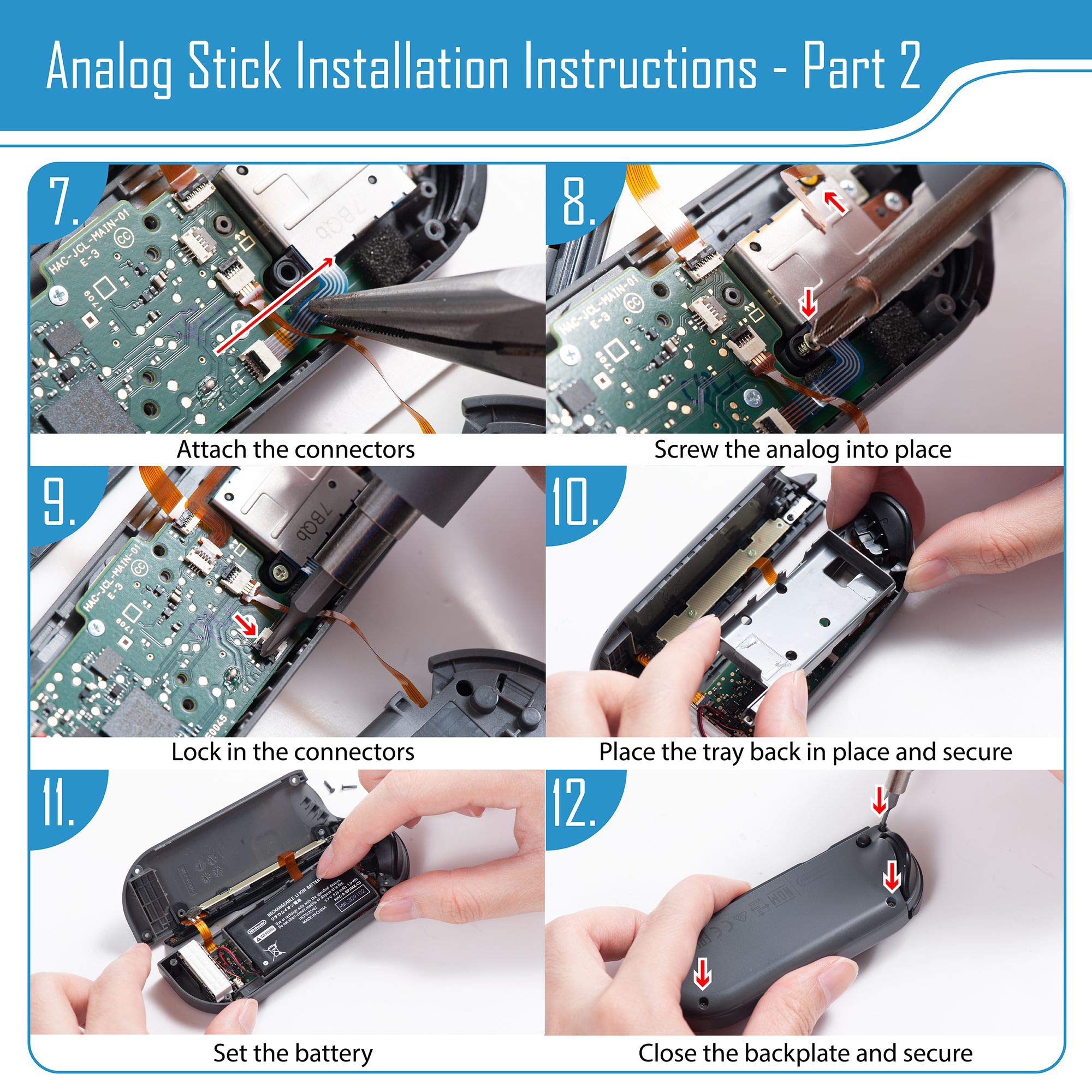 Analog 3D Joy con Joystick Replacement for Nintendo Switch, Joycon Switch Joysticks Compatiable Left Right Switch Joy-Con with Controller Repair Tool