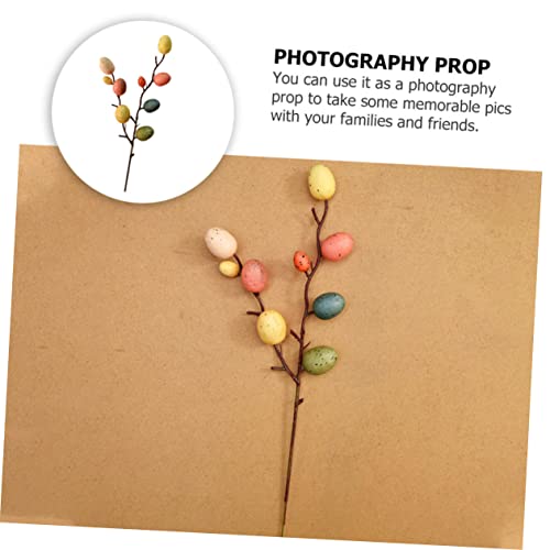 Artibetter 3pcs 5 Egg Decoration Easter Egg Vine Easter Eggs Decor Easter Party Favors Easter Vase Filler Spring Egg Stems Easter Picks with Pastel Easter Eggs Flower Shape Plant Basket Foam