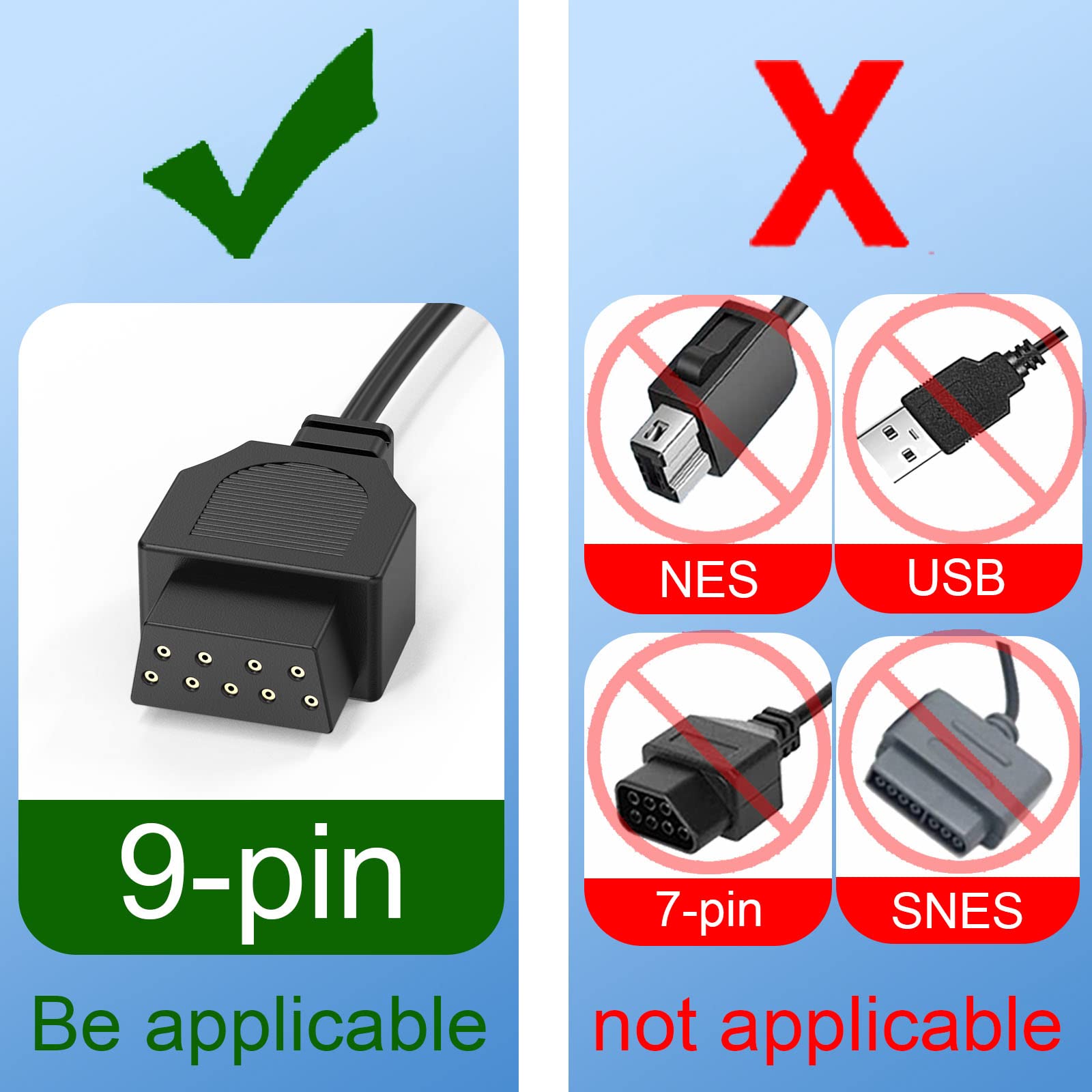 JoFong Retro Classic Controller, Suitable for AV 620, HD 621 HD 821 Classic Game Consoles Plug-and-Play Wired Video Gamepad-9 Pin Plug 2 Packs