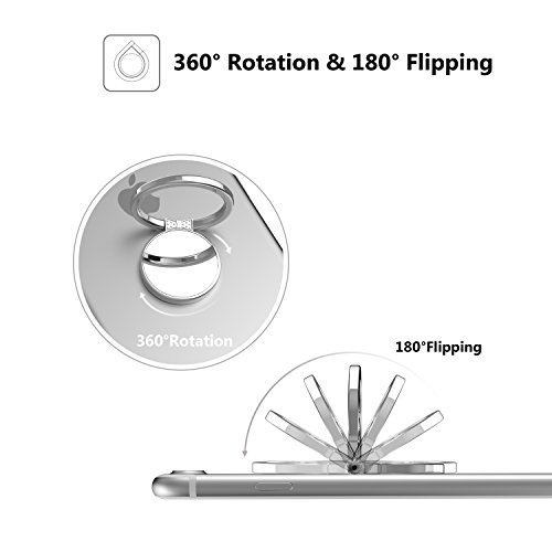 VASIVO Mirror Phone Ring Holder, 360° Swivel Ring Holder Finger Holder Holder for iPhone 7/7 Plus, Galaxy S8/S8 Plus and Other Smartphones (Silver)