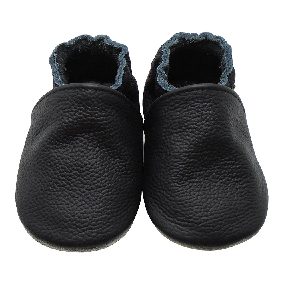 YALION Baby Boys Girls Shoes Crawling Slipper Toddler Infant Soft Leather First Walking Moccs(Black,6-12 Months)