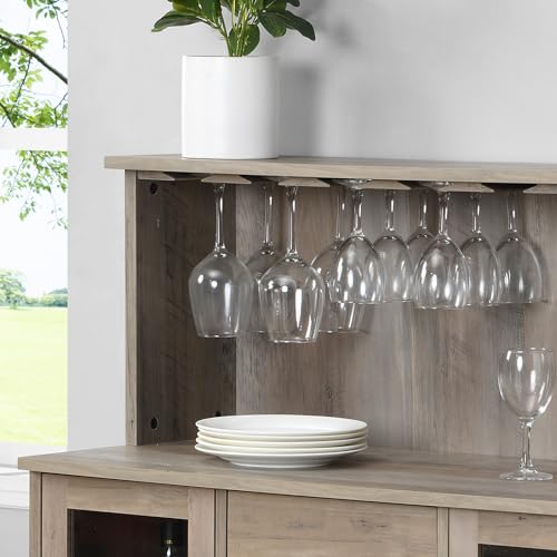 Home Source 44.5" Bar Cabinet with Wine Rack,Coffee Bar Table and Microwave Station Cabinet for Home,Sideboard Buffet Cabinet with Storage for Dining Room,Kitchen,Concrete (Grey wash)