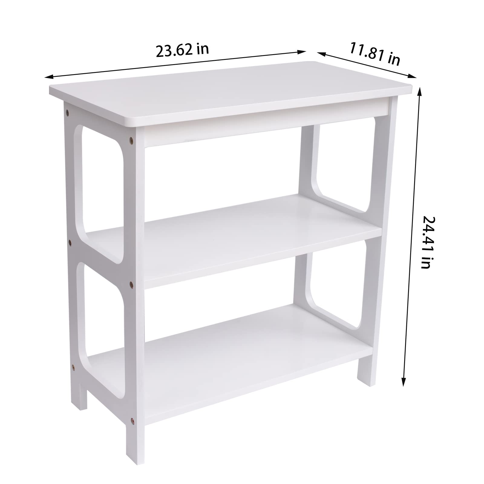 ARPHASLE Side Table, 3-Tier Narrow End Table, Slim Nightstand for Small Spaces, Hallway, Living Room, Bedroom 23.6”L x 11.8”D x 23.6”H